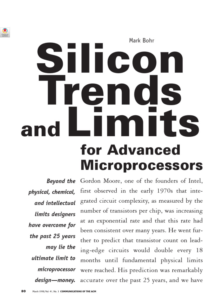 Silicon Trends and Limits For Advanced Microprocessors | PDF | Mosfet ...