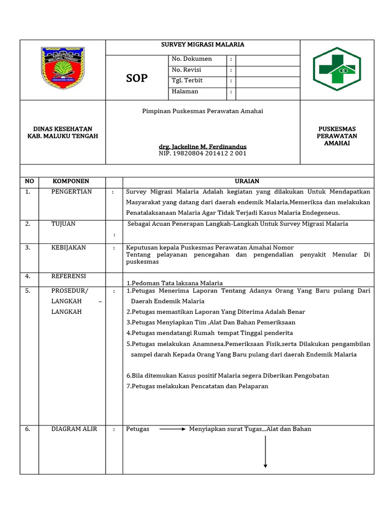 Sop Survey Migrasi Malaria | PDF