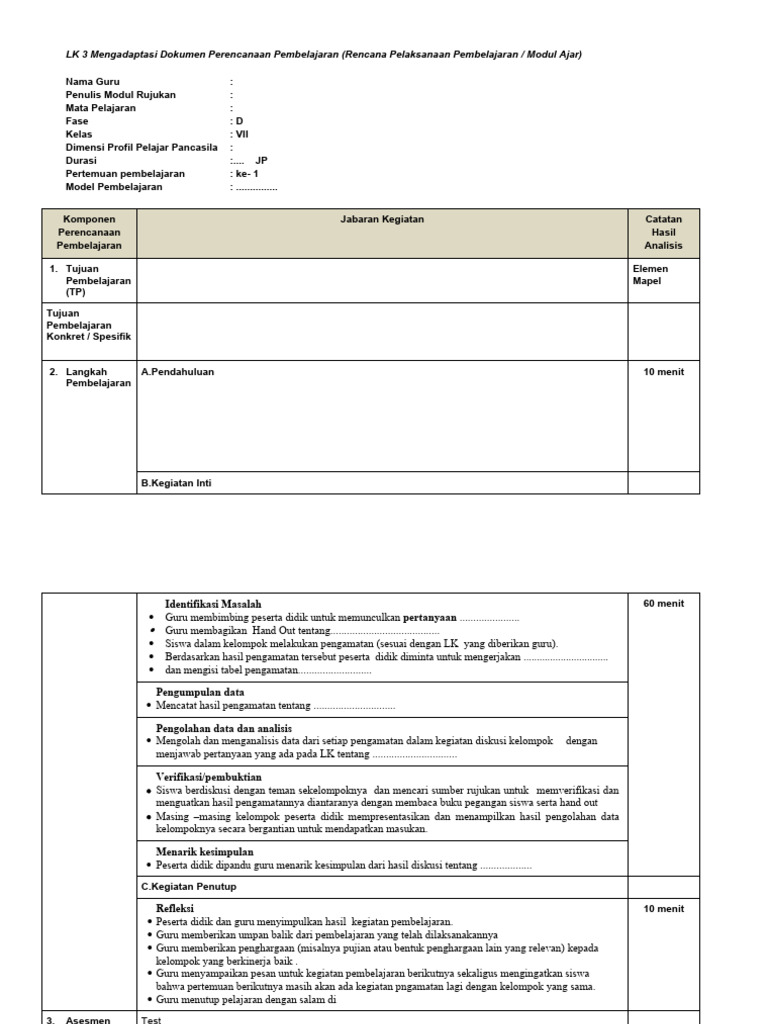 Contoh Lk.3 Modul Ajar Oke | PDF