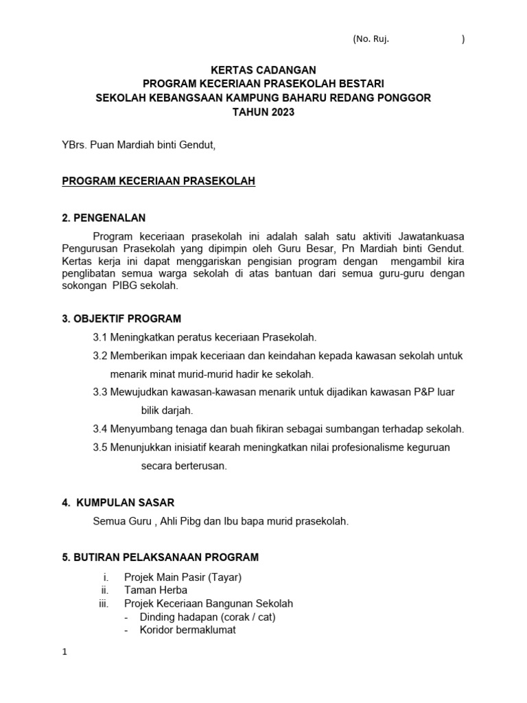 Kertas Kerja Keceriaan 2023 | PDF