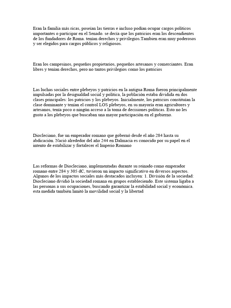 Los Patricios en la Antigua Roma | PDF