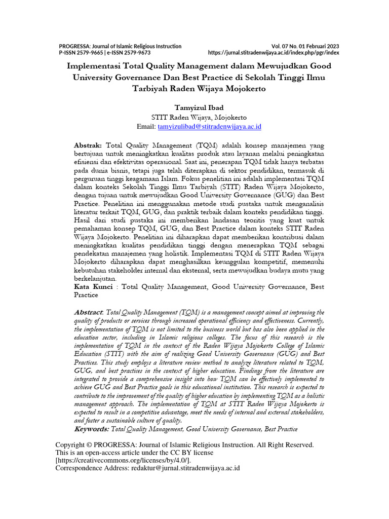 10.+Tamyizul+Ibad Total+Quality+Management | PDF