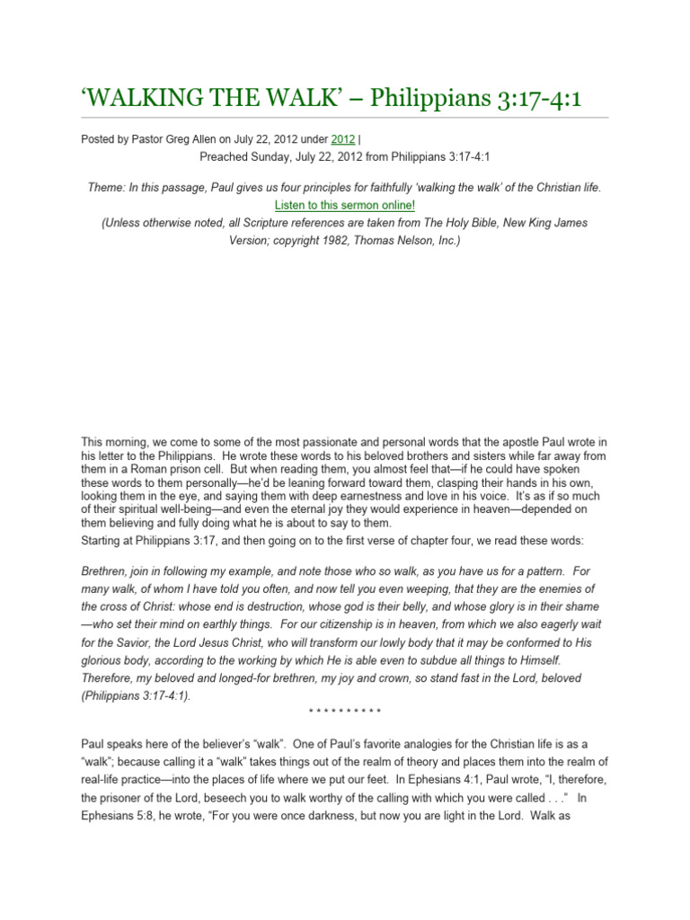 WALKING THE WALK | PDF | Paul The Apostle | Jesus