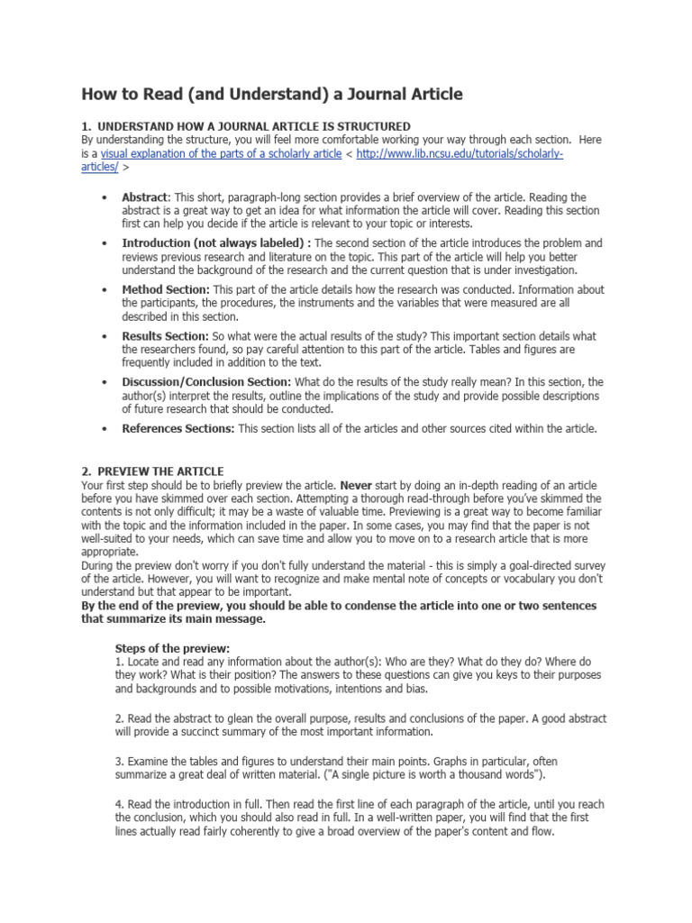 How To Read And Understand A Journal Pdf Information Abstract