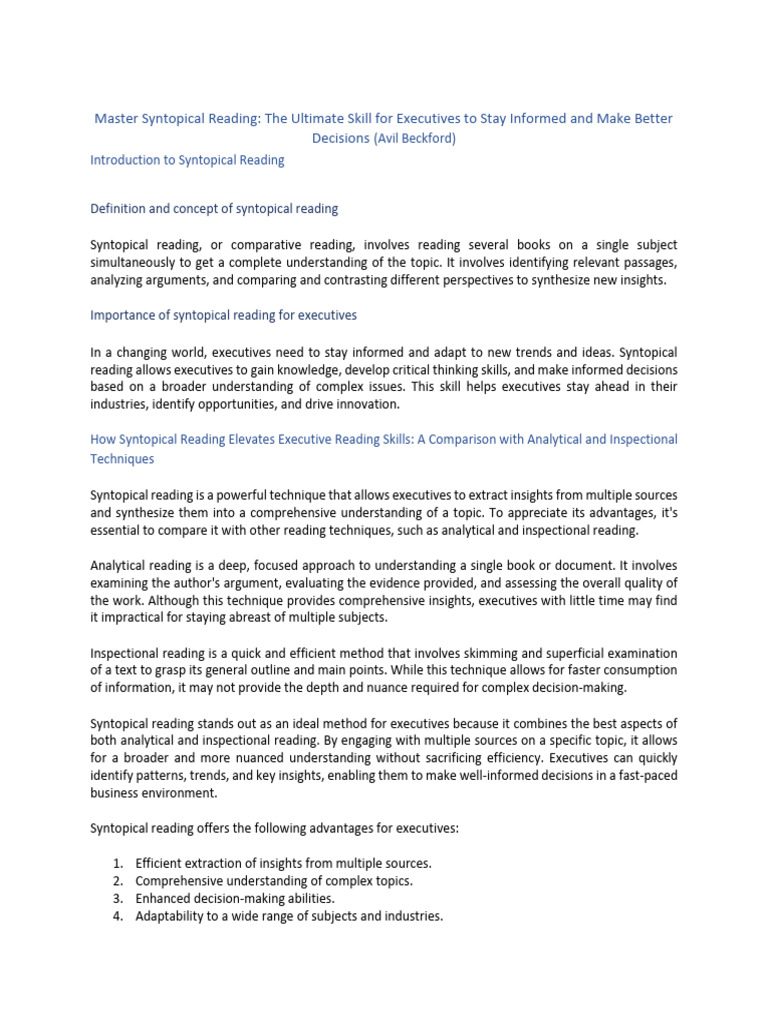 Syntopical Reading-2 | PDF | Critical Thinking | Information