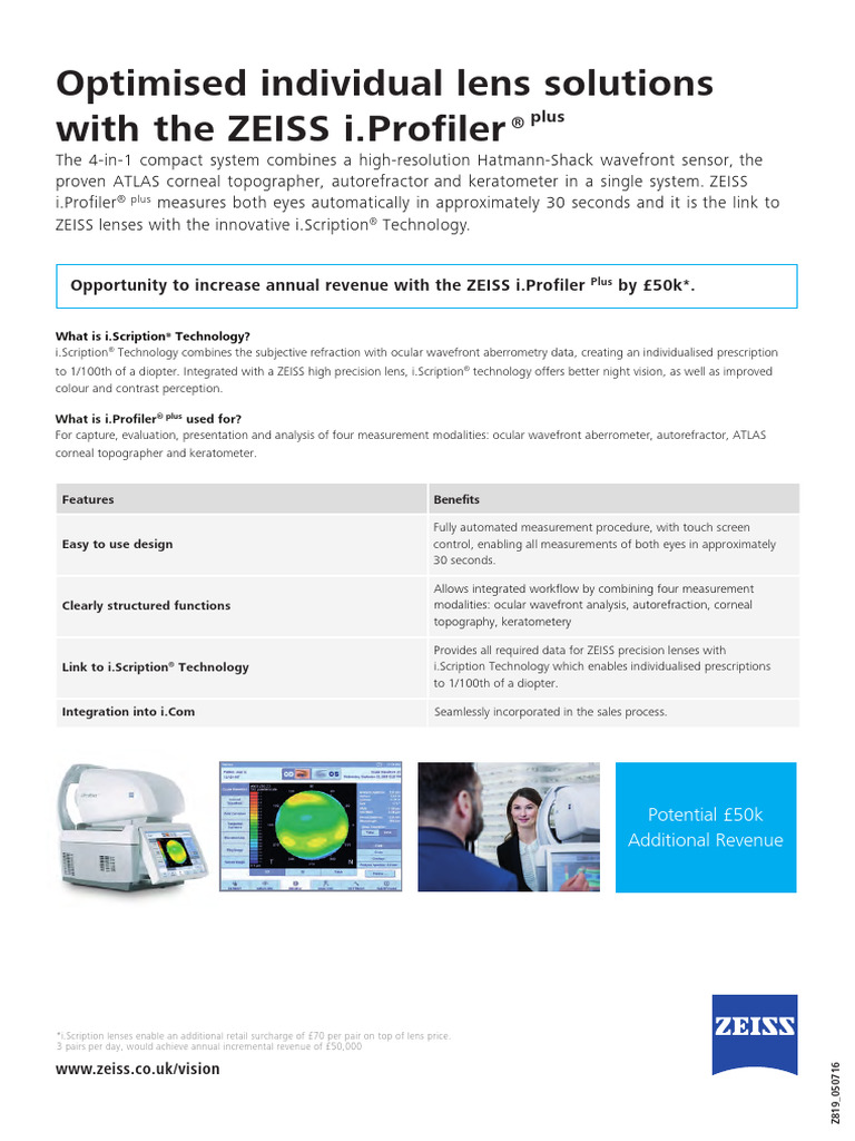 ZEISS I.profiler | PDF | Human Eye | Eye