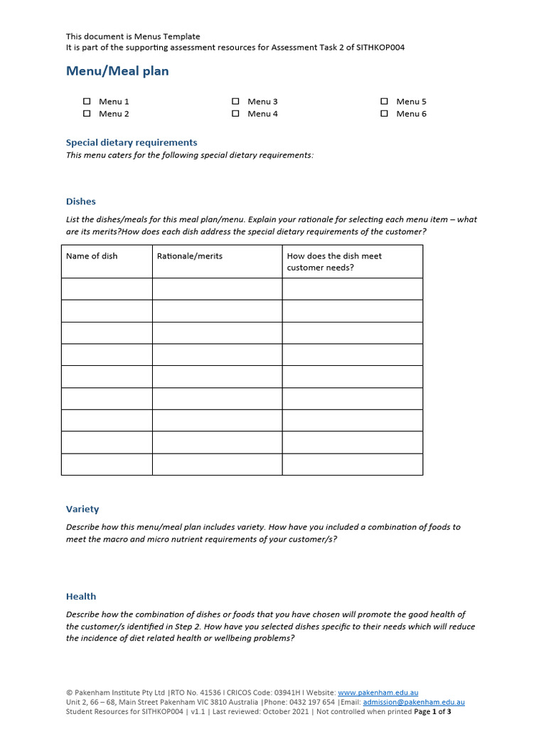 Menus Template Kop004 | PDF | Menu | Food And Drink