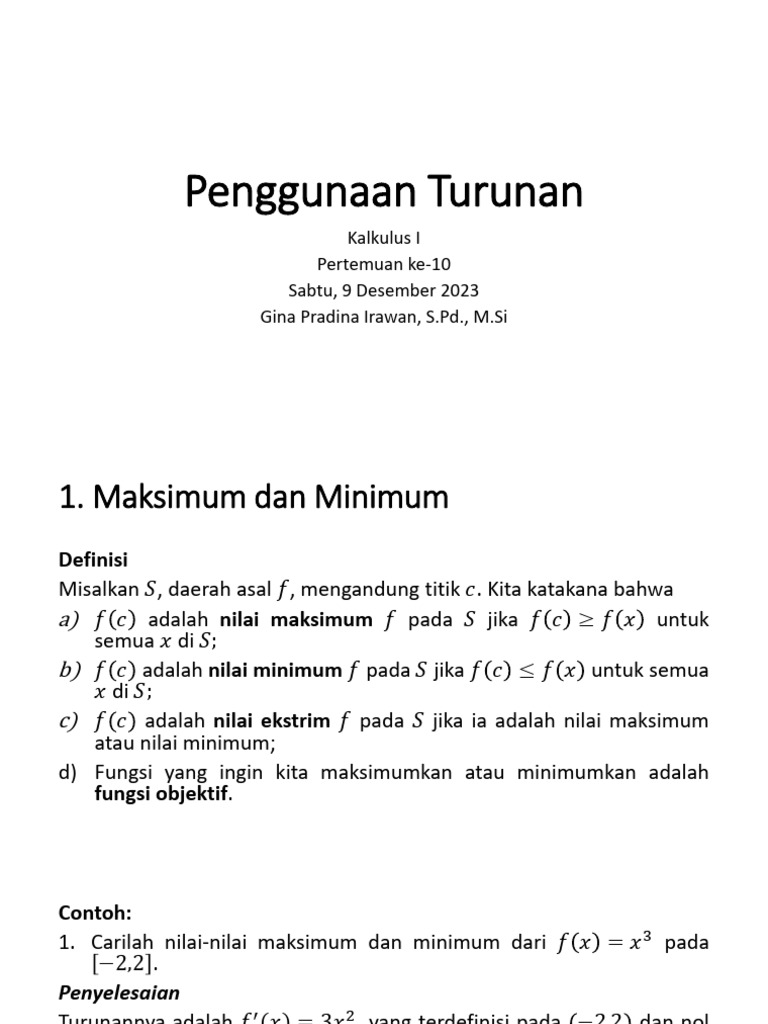 10 Penggunaan Turunan 231211 081424 | PDF | Komputer
