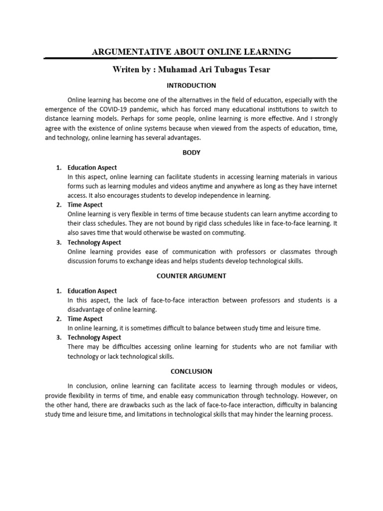 Argumentative About Online Learning | PDF