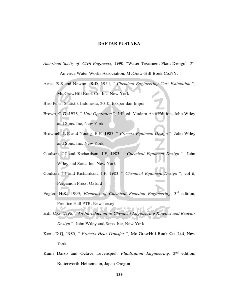 06 Daftar Pustaka | PDF | Process Engineering | Chemical Reactions