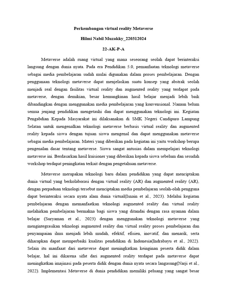 Perkembangan Virtual Reality Metaverse | PDF | Komputer