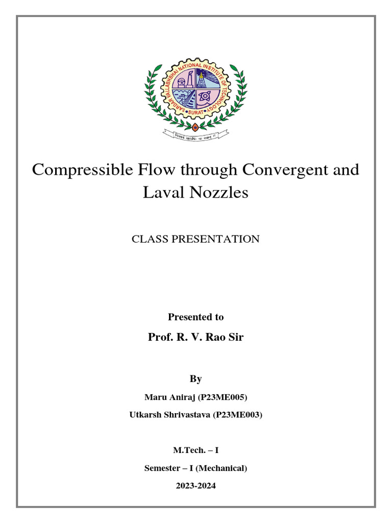 Compressible Flow Through Convergent and Laval Nozzles | Download Free PDF | Nozzle | Soft Matter