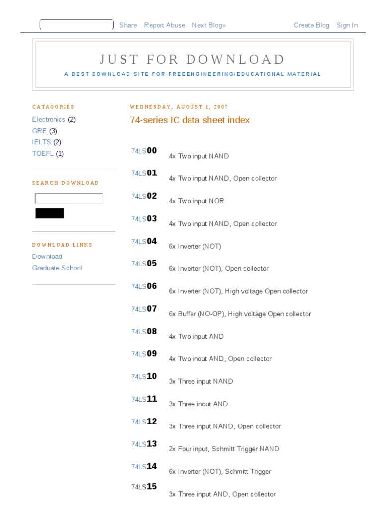74xx IC's | PDF | Electronic Design | Computer Hardware
