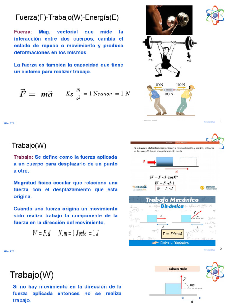 Fuerza, Trabajo y Energía en Física | PDF | Fuerza | Energía potencial