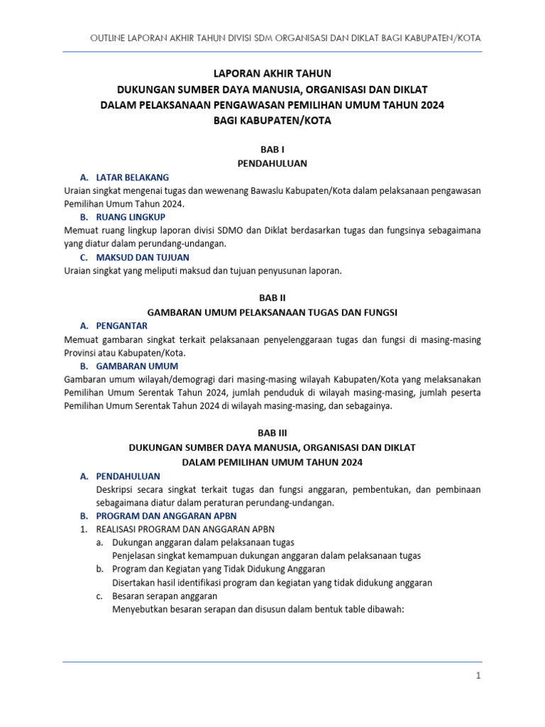 Format Laporan Akhir Tahun Bagi Kabkota | PDF