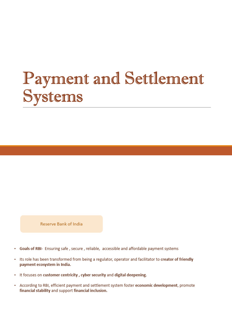 Payment and Settlement Systems | Download Free PDF | Service Industries ...