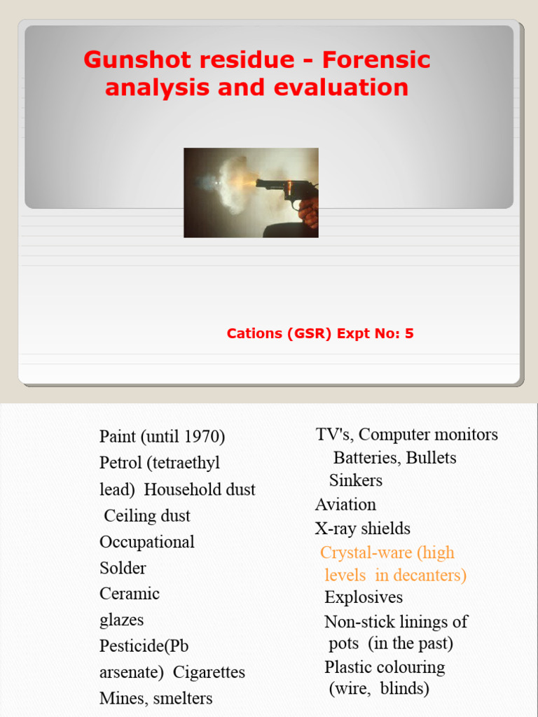 Forensic Analysis of Gunshot Residue | PDF | Energy Dispersive X Ray ...