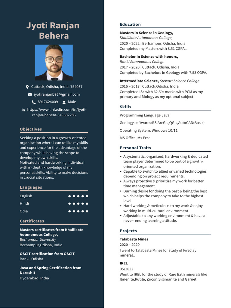 Jyoti Ranjan Resume-1 | PDF | Cognition | Learning