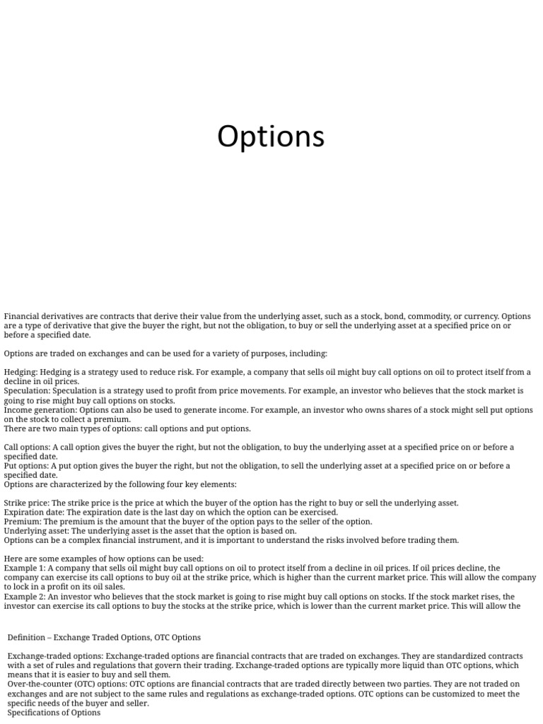 FD_Unit – III Options | PDF | Option (Finance) | Put Option