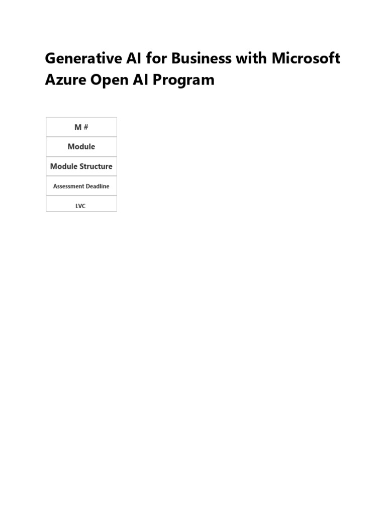 Generative AI For Business With Microsoft Azure Open AI Program | PDF | Machine Learning ...