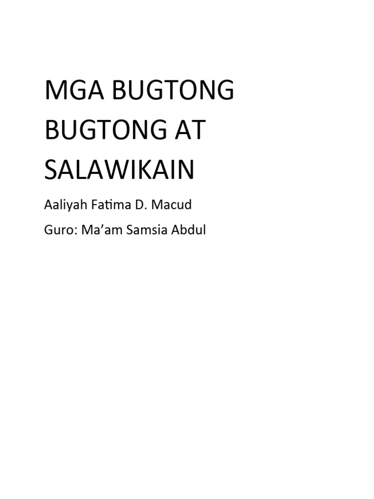 Mga Bugtong at Salawikain | PDF