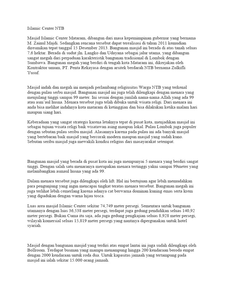 Islamic Center NTB | PDF