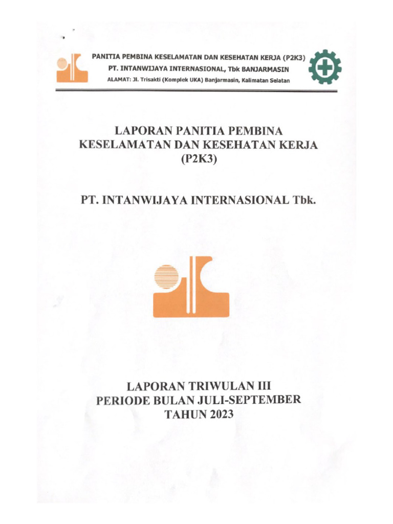 Laporan P2k3 Juli September 2023 Pdf