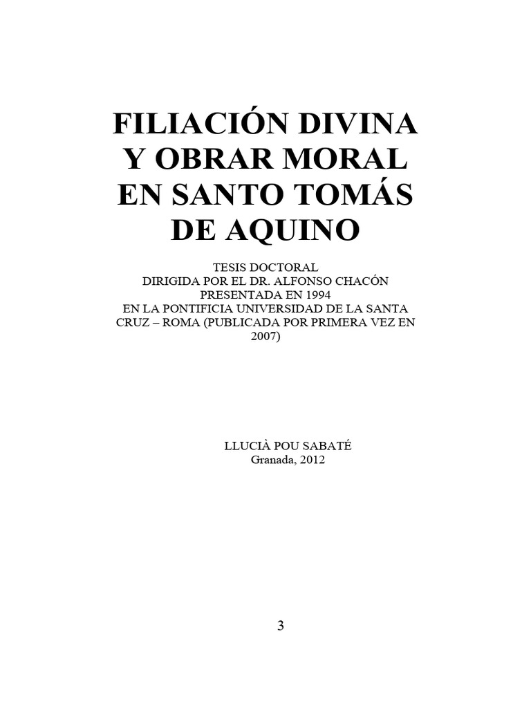 Filiación Divina y Vida Cristiana en Tomas de Aquino | PDF | Tomás de ...