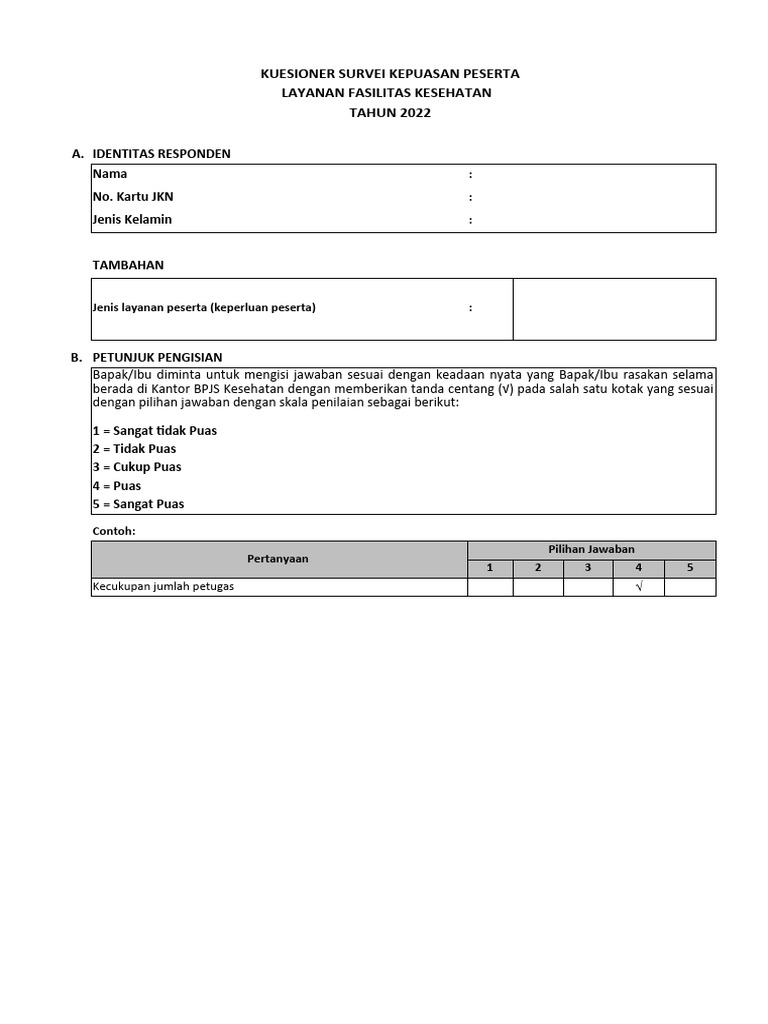 Form Survei Mandiri FKTP Tahun 2021 | PDF
