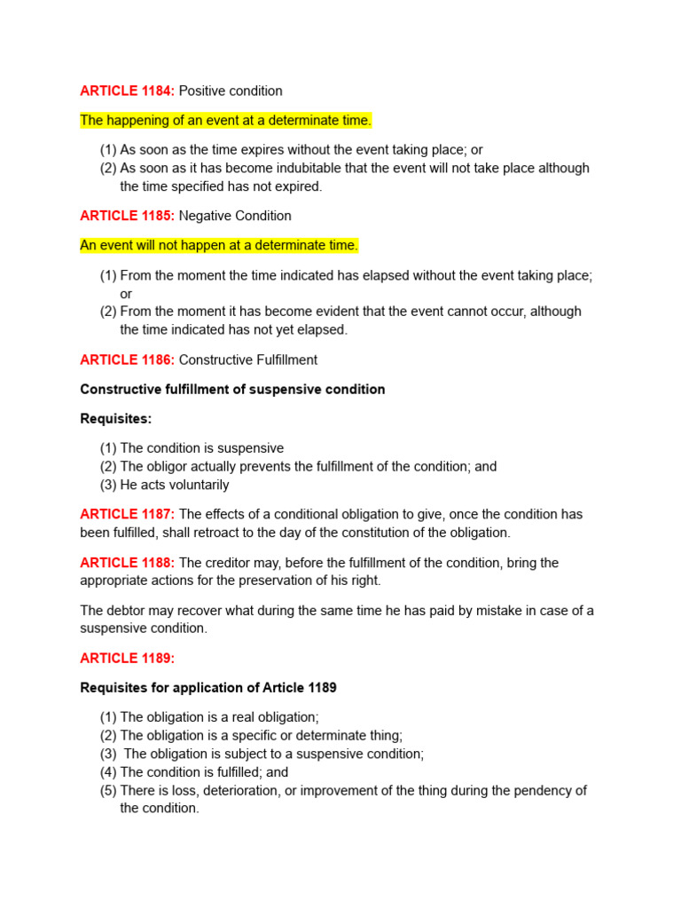 Article 1184 - Article 1192 | PDF