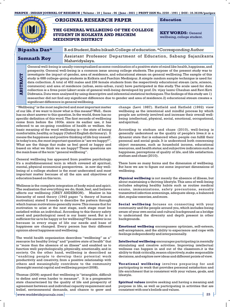 Original Research Paper | PDF | Well Being | Positive Psychology