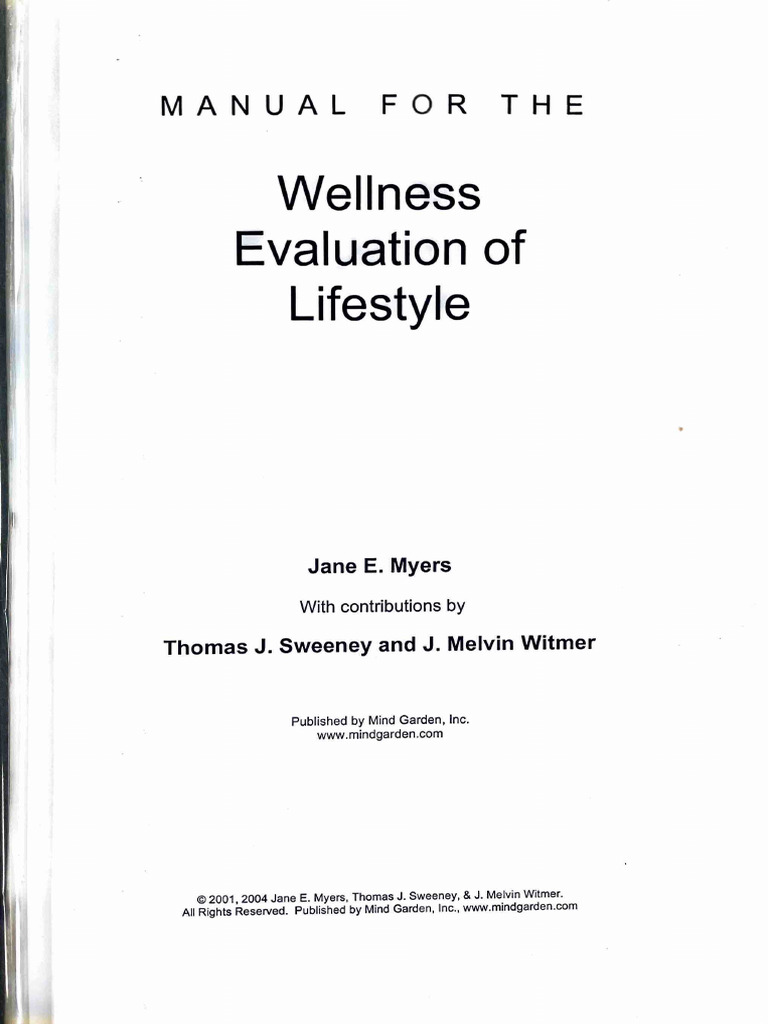 Wellness Evaluation of Lifestyle Manual | PDF | Thought | Emotional ...