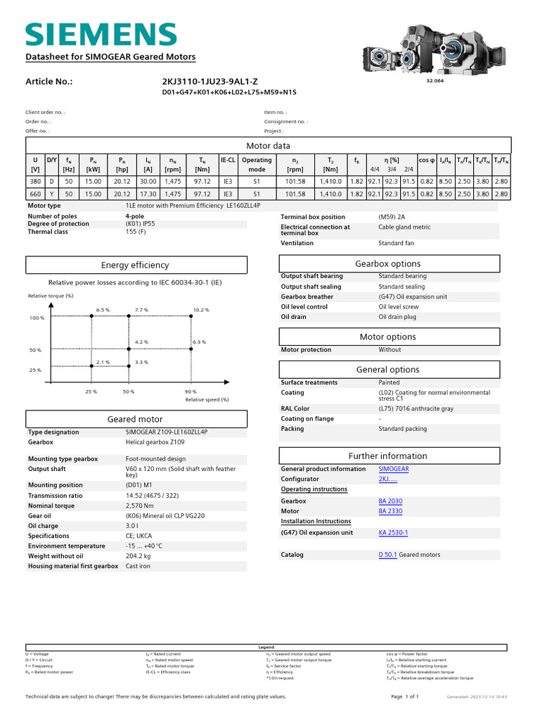 SIMOGEAR Geared Motors Datasheet | PDF | Manufactured Goods | Electricity