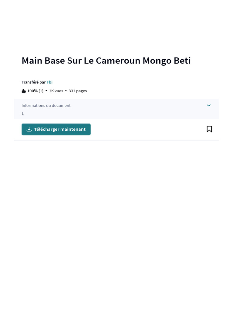 Main Base Sur Le Cameroun Mongo Beti - PDF - Cameroun - Afrique | PDF
