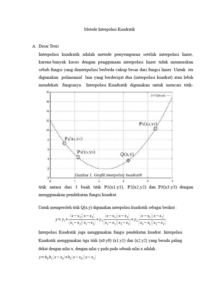 Metode Interpolasi Kuadratik dan Contoh | PDF | Metode & Bahan Ajar