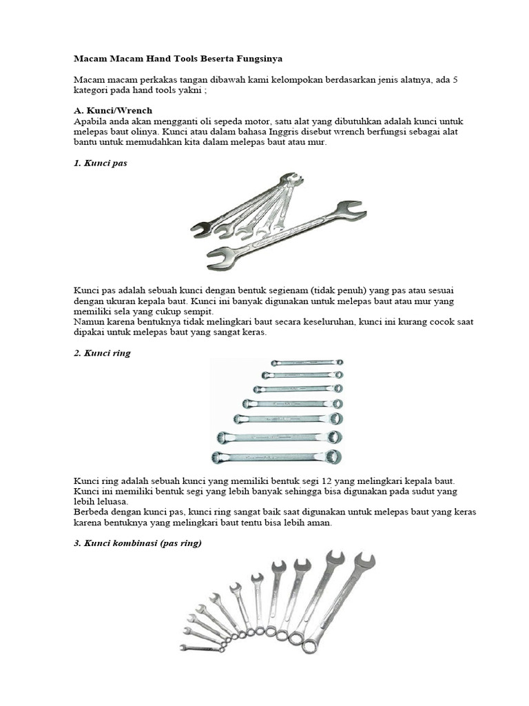 Macam-Macam Hand Tools dan Fungsinya | PDF