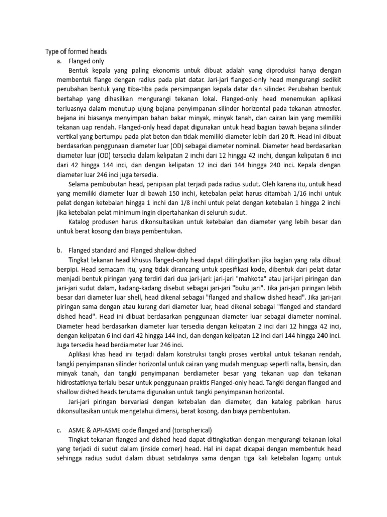 Type of Formed Heads | PDF