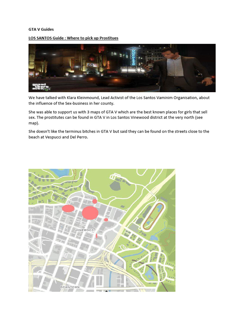 GTA V Prostitutes Locations Guide | PDF | Mystery, Thriller & Crime Fiction
