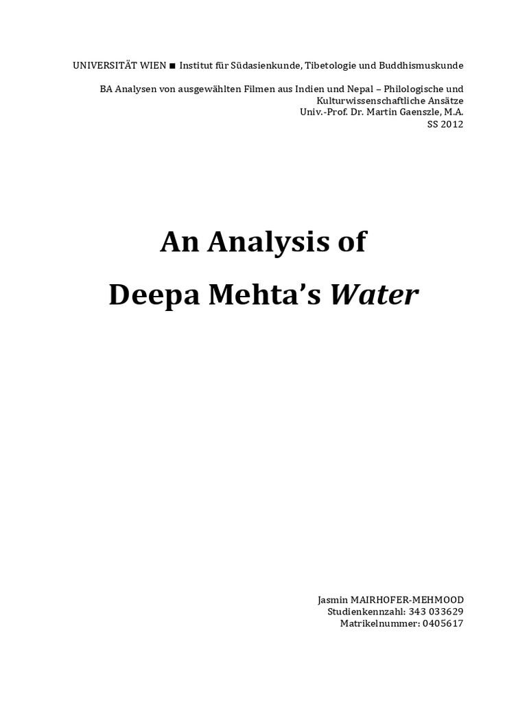 An Analysis of Deepa Mehtas Water | PDF | Bharatiya Janata Party ...
