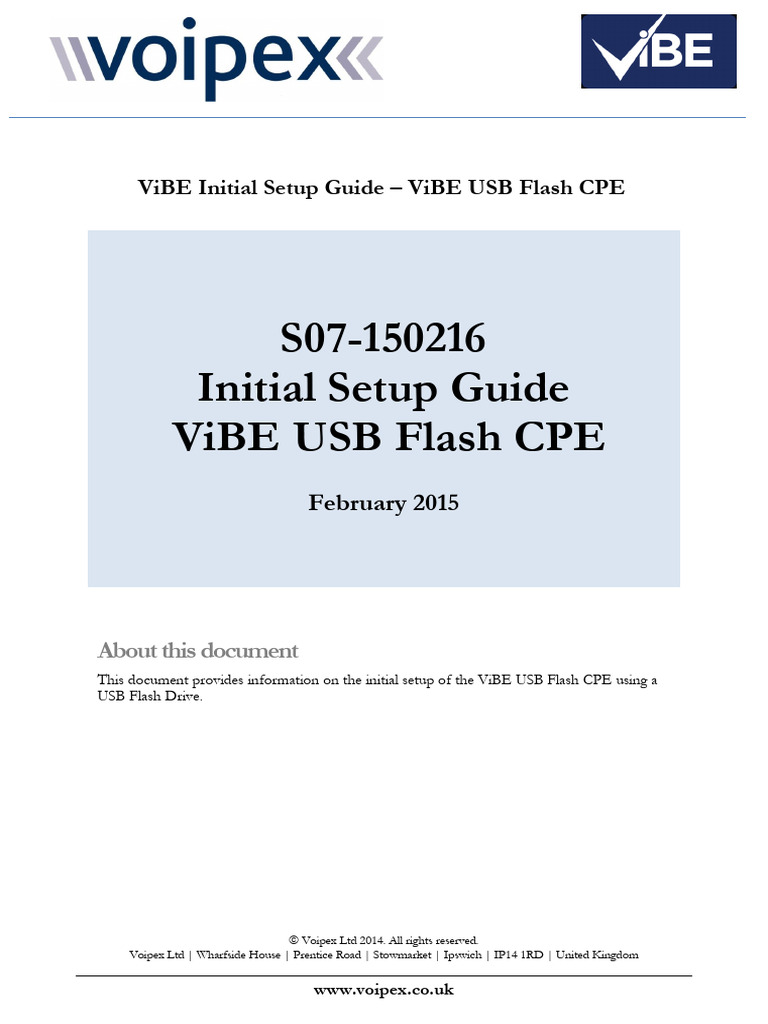 s07-150216 - Vibe Usb Flash Cpe Initial Setup Guide | PDF | Usb Flash ...