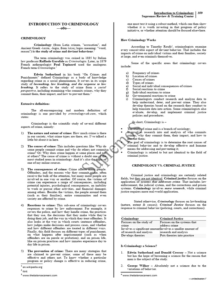 Overview of Criminology Concepts | PDF | Criminology | Crimes