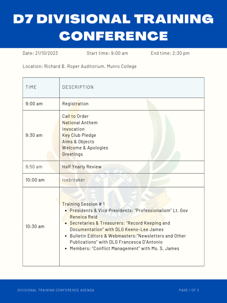 Divisional Training Conference Agenda | PDF | The United States ...