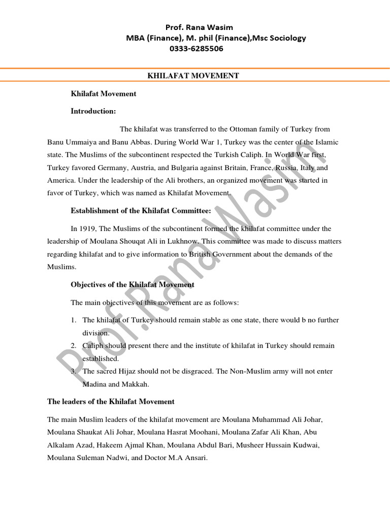 Khilafat Movement | PDF | Caliphate