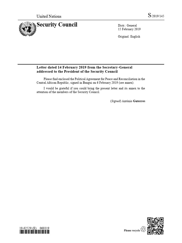 Central African Republic Peace Agreement | PDF | Central African ...