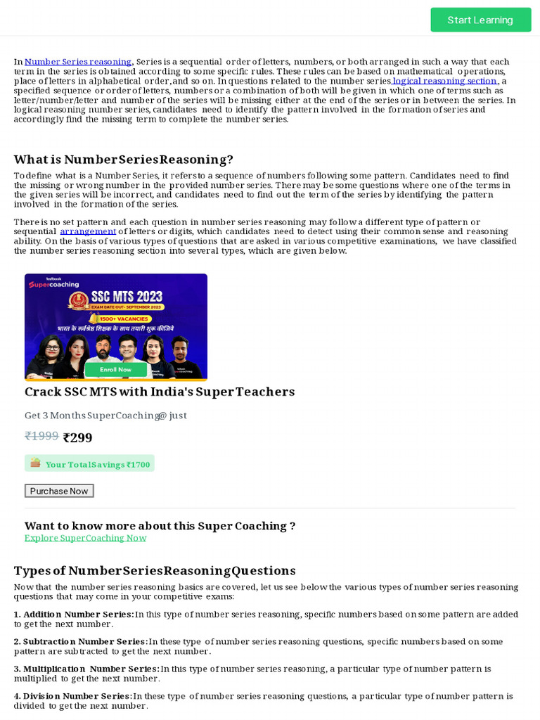 Number Series Reasoning_ Tricks & Solved Number Series Questions | PDF Number Series Reasoning_ Tricks & Solved Number Series Questions | PDF