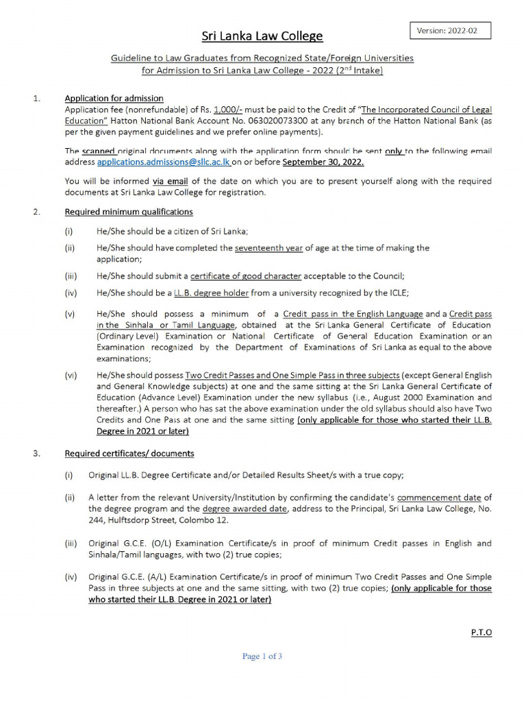 Guideline For LL.B Application 2022 - Edited | PDF