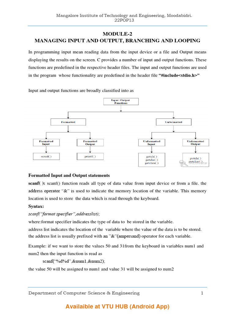 C Programming: Input, Output, and Control Structures | PDF | Quadratic Equation | Control Flow