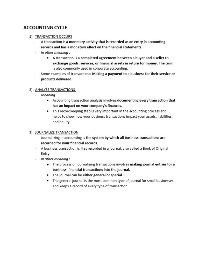 Accounting Cycle | PDF | Debits And Credits | Financial Transaction