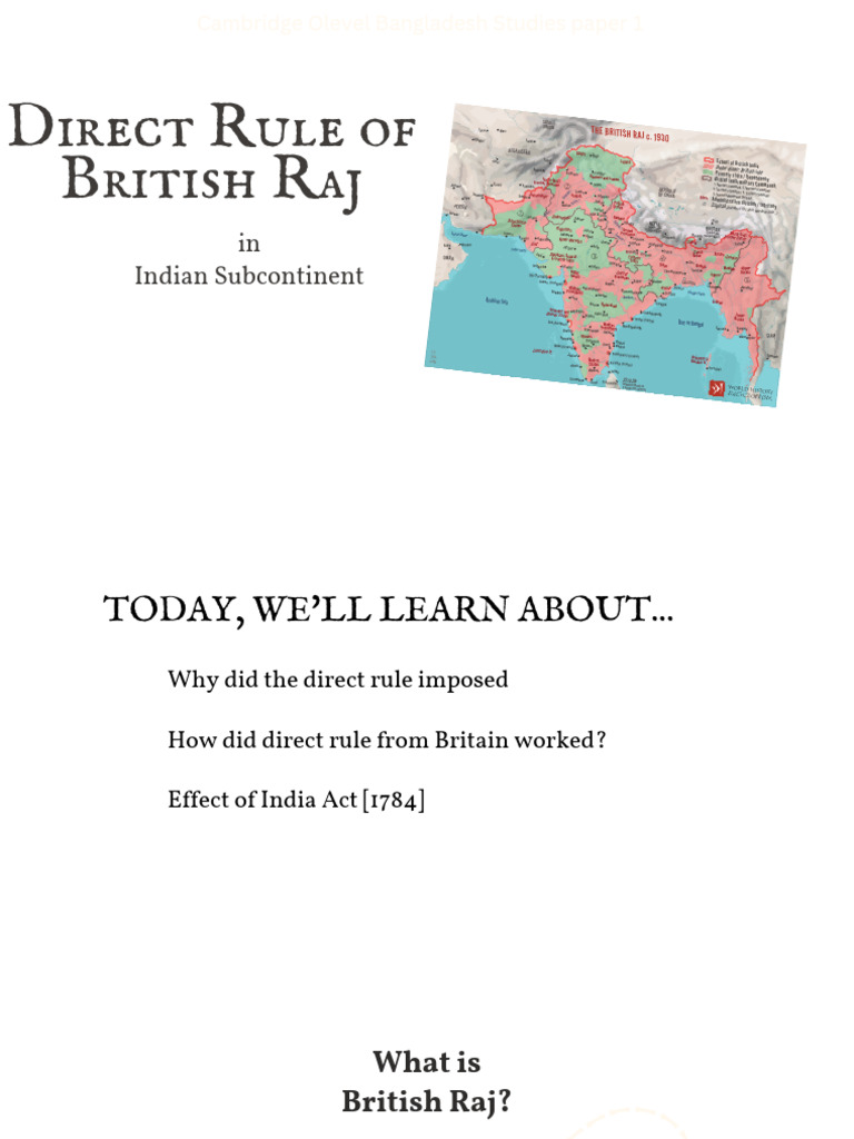 Direct Rule of British Raj in Indian Subcontinent | PDF | British Raj ...