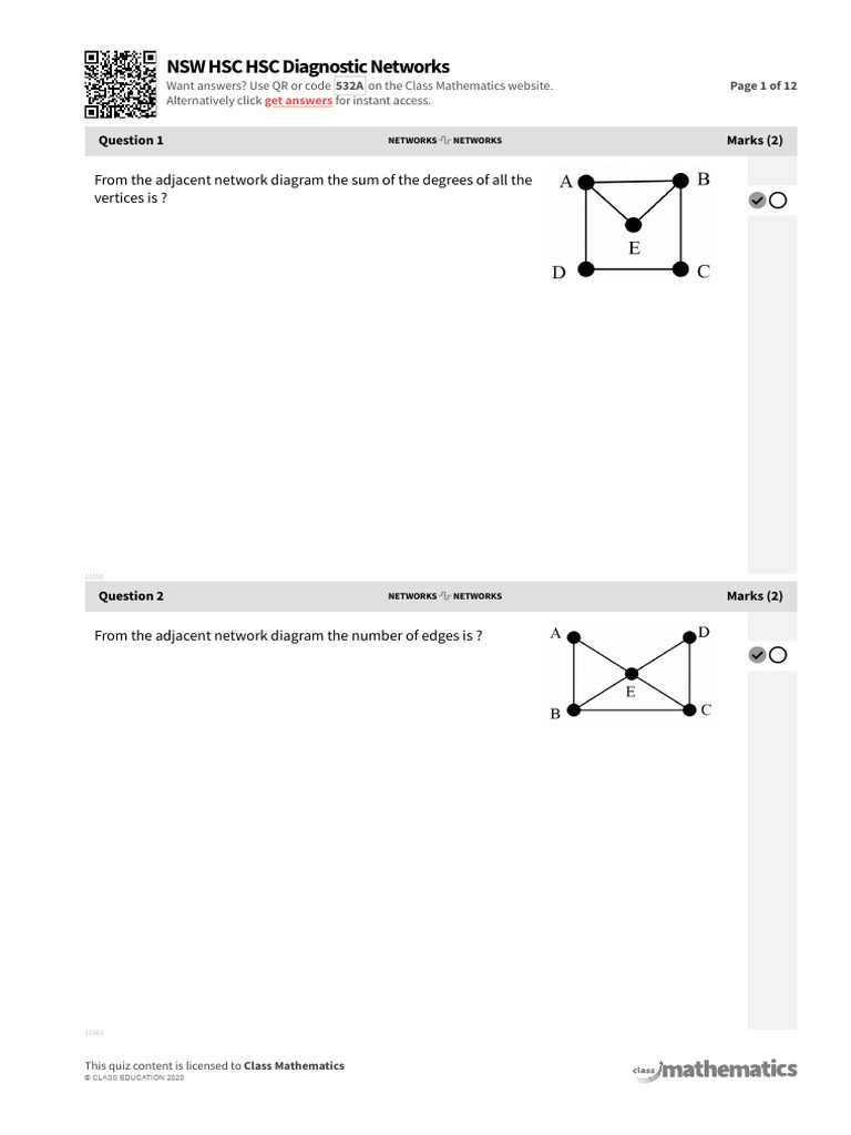 NSW HSC HSC Diagnostic Networks 52313 | PDF | Graph Theory ...
